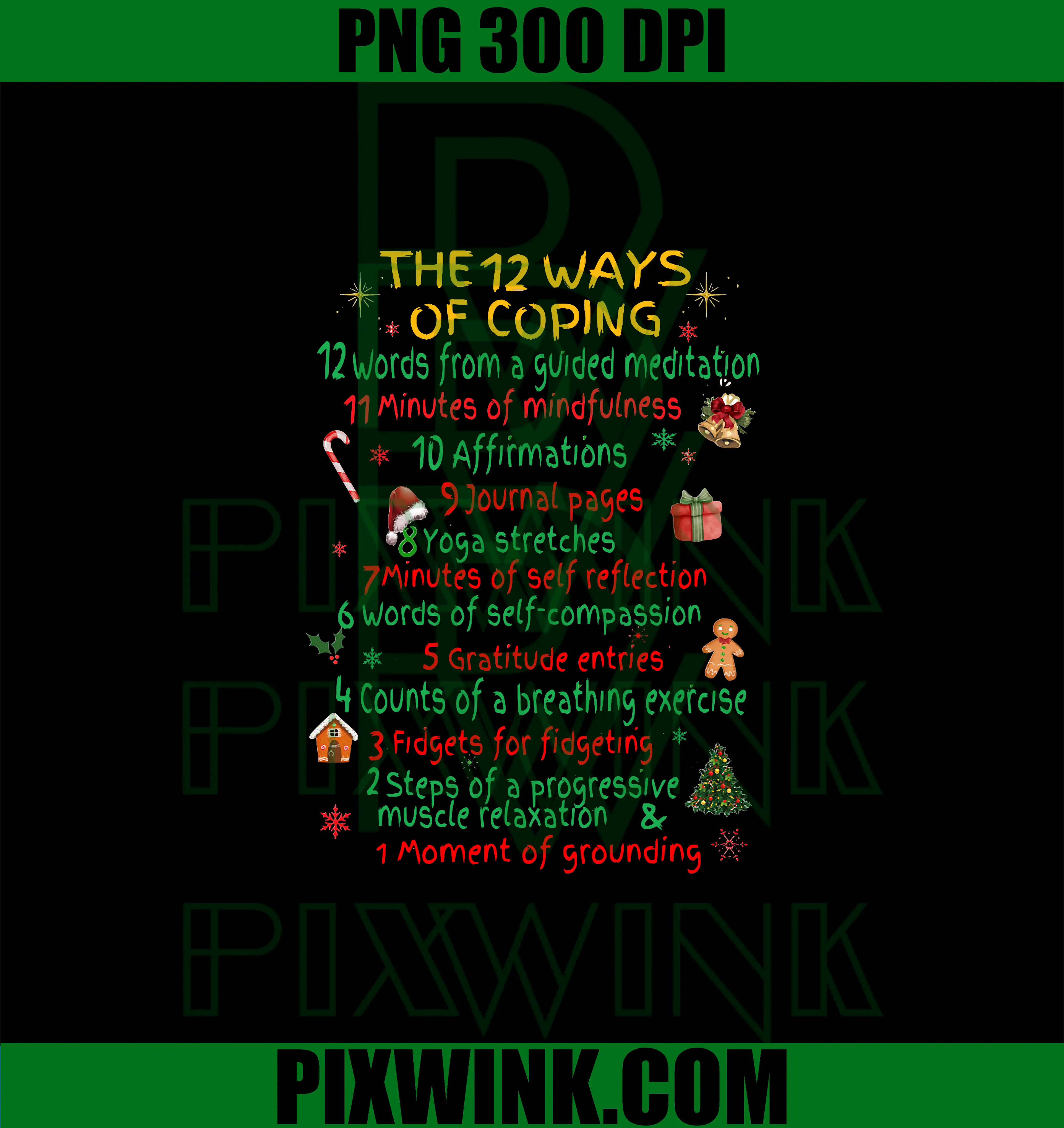 12 Ways of Coping PNG, Funny Christmas Mental Health PNG – pixwink.com