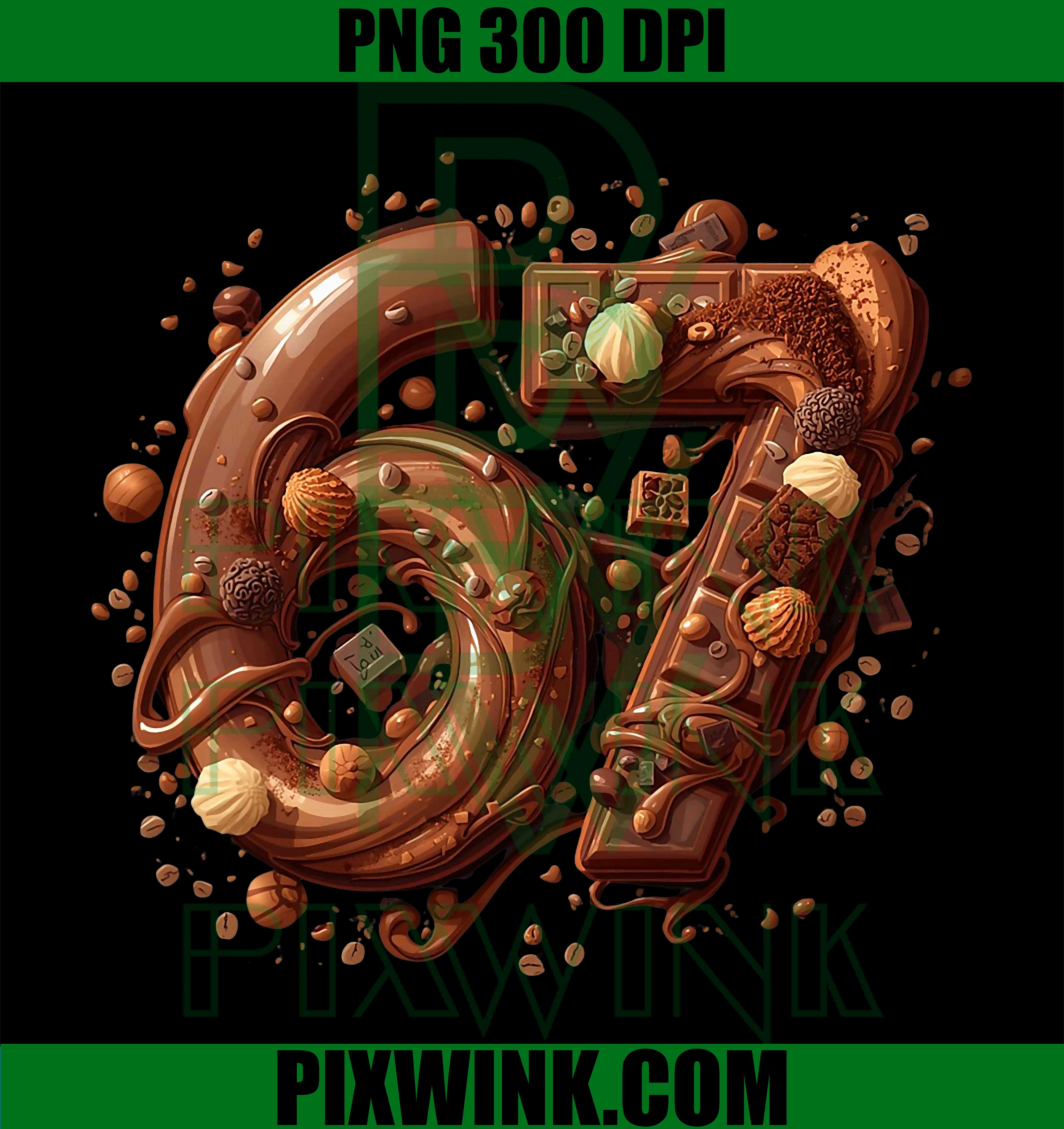 67 Six Seven Chocolate Lovers Cute Dessert Brainrot Meme PNG – pixwink.com