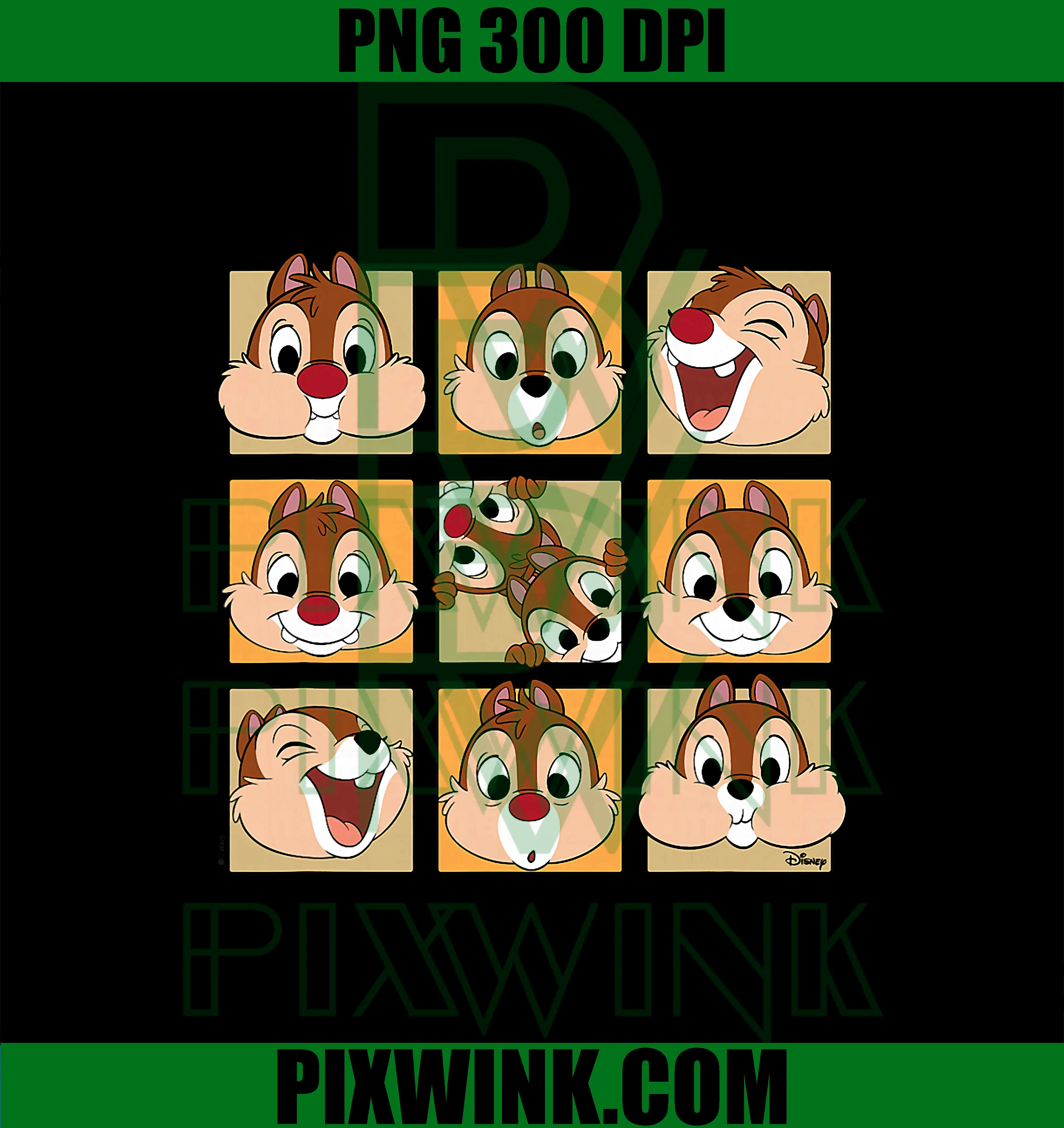 Chip N Dale Rescue Rangers PNG, Chip & Dale Face Grid PNG – pixwink.com