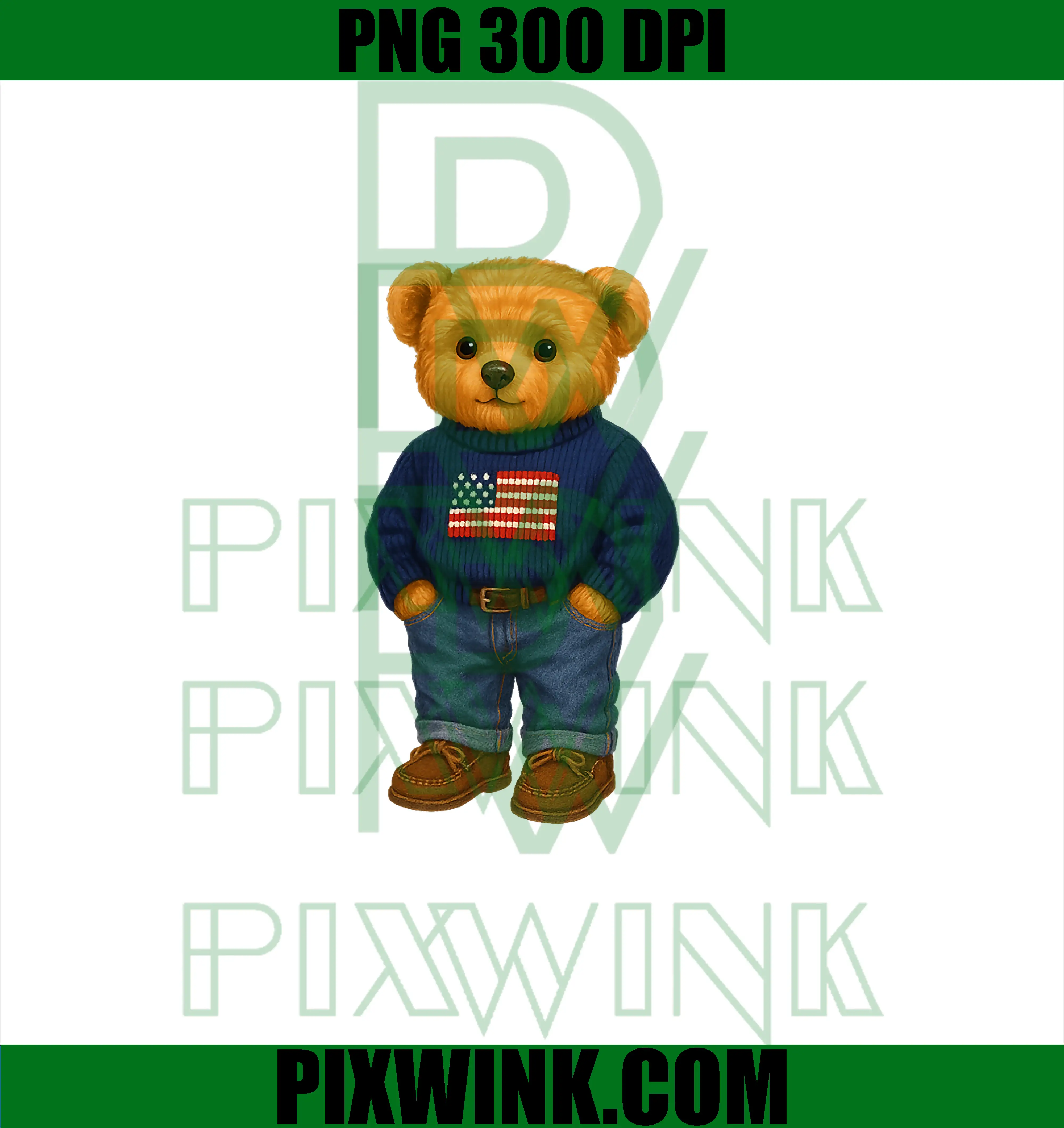Cool American Teddy Bear PNG, Illustration Graphic Designs PNG ...